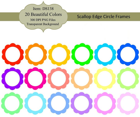 Scallop Edge Circle Frames Clip Art Scrapbooking by ScrapNHappy ...