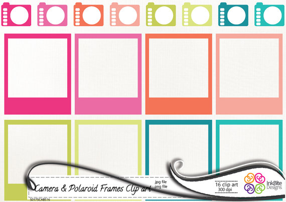 Digital Frames Polaroid Frames Clip art Camera by InkBiteDesign ...