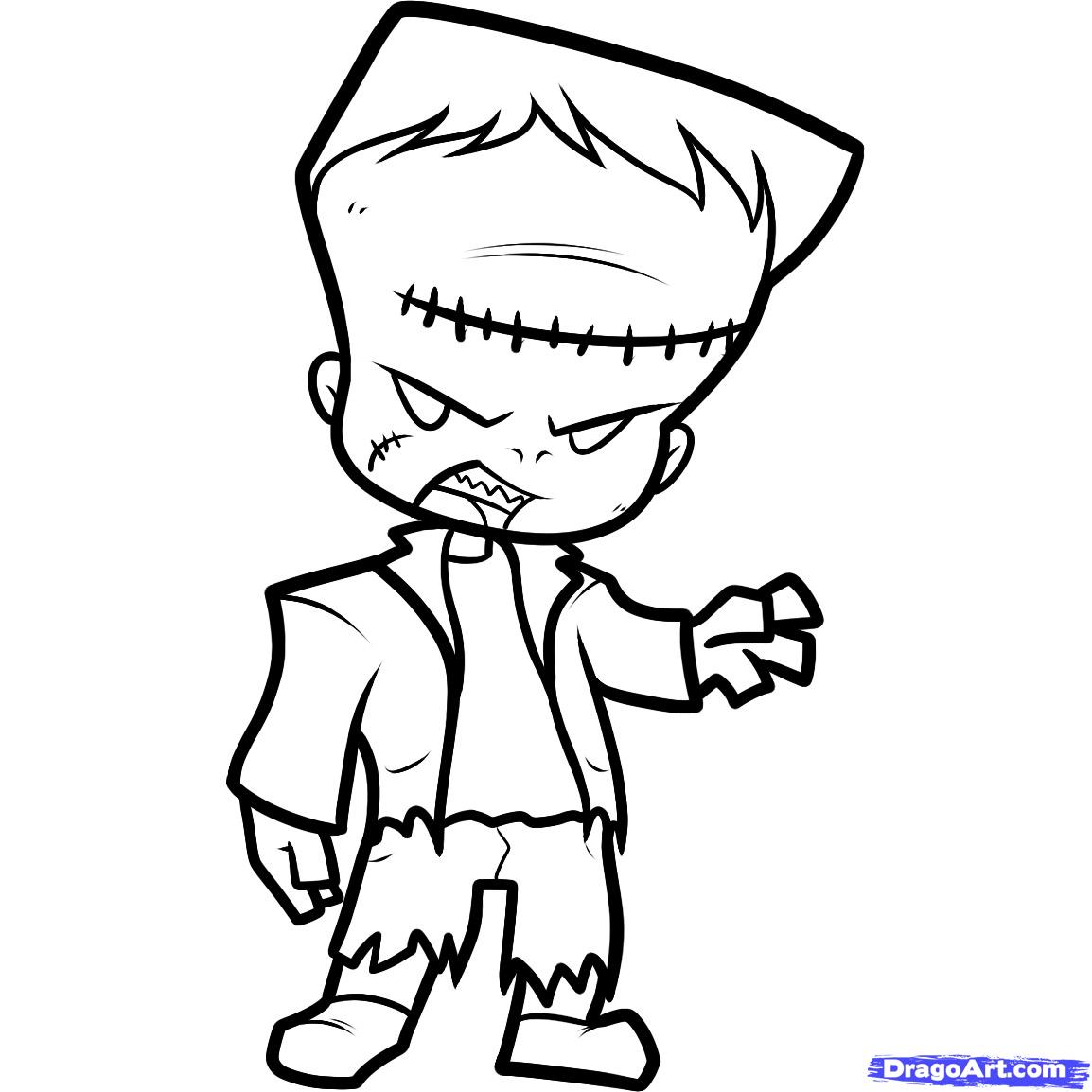 How To Draw A Halloween Frankenstein Frankenstein Step By Step