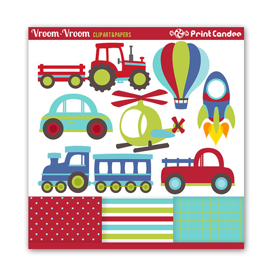 Vroom Vroom Transportation Digital Clip Art by printcandee - ClipArt ...