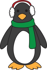 Penguin Clipart Image - Cartoon Penguin Bundled up in a Scarf and ...