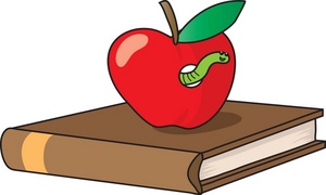 Bookworm Clipart Image - A School Book And An Apple With A Worm In It ...