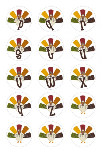 Fall Turkey Bottle Cap Digital Set 1 Inch Circle Alphabet Graphics ...