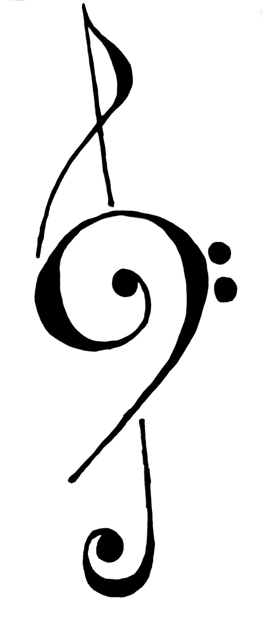 Treble Clef Bass Clef Tattoo Clipart - Free to use Clip Art Resource ...
