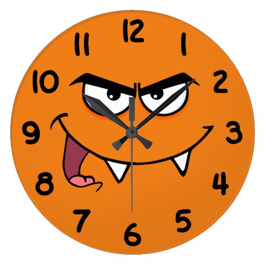Halloween Fangs Monster Smiley Face Large Clock | Zazzle - ClipArt Best ...