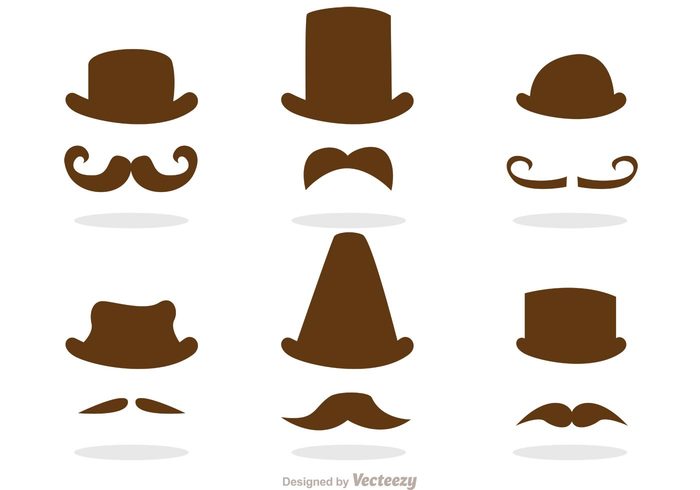 Mustache and Hats Costume Vector Pack - Download Free Vector Art ...
