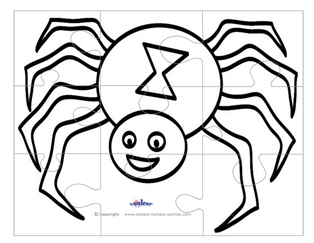 Printable B&W Spider Large-Piece Puzzle - Coolest Free Printables ...