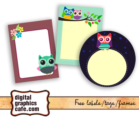 Free scrapbook cute owl labels from Digital Graphics Cafe | BEST ...