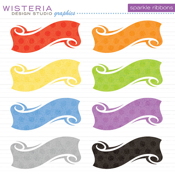 Sparkle Ribbon Banners Clip Art for by WisteriaDesignStudio - ClipArt ...