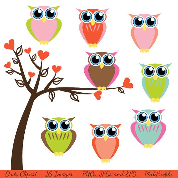 Owls Clip Art Clipart, Retro Owls Clip Art Clipart, Baby Owls - Comme ...