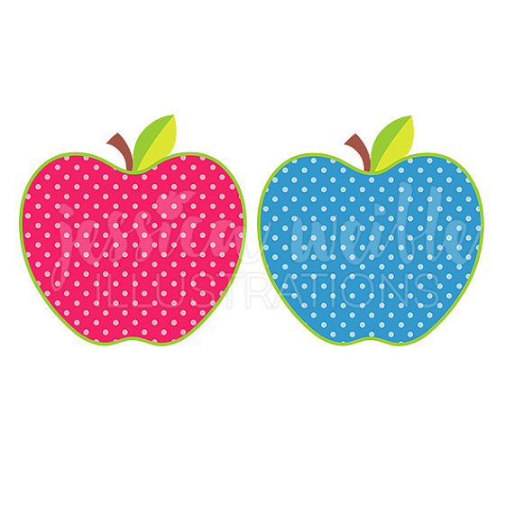 Polka Dot Apple Cute Digital Clipart Cute Apple by JWIllustrations ...