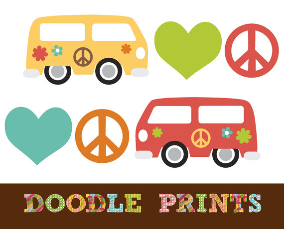 Digital Clip Art Printable Hippie Peace and Love by doodleprints ...