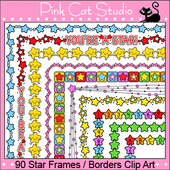 90 Star Frames / Borders Clip Art Set by Pink Cat Studio | Pink ...