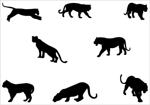 Tiger silhouette Vector graphics pack | Silhouette Clip ... - ClipArt ...