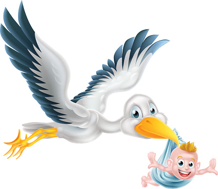 Storks Carrying Babies Drawing Clip Art, Vector Images ... - ClipArt ...