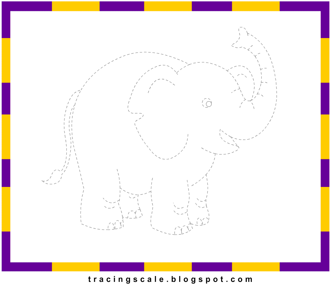 Free Elephant Printable Line tracing activities for kids, Elephant ...