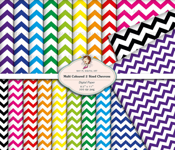 Chevron Digital Paper Multi Color Chevrons by MayPLDigitalArt - ClipArt ...