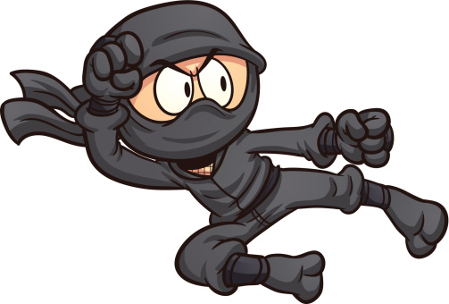 Cartoon Of Black Ninja Clip Art, Vector Images & Illustrations ...