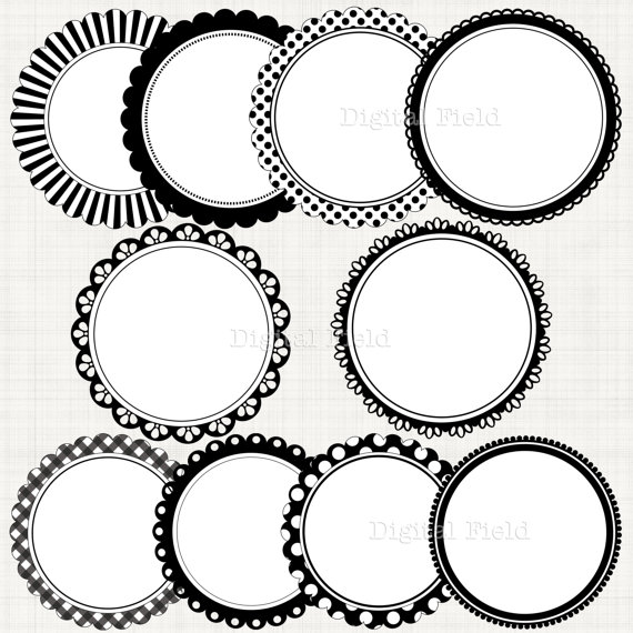 Black&white scalloped circle frames borders clip by digitalfield ...