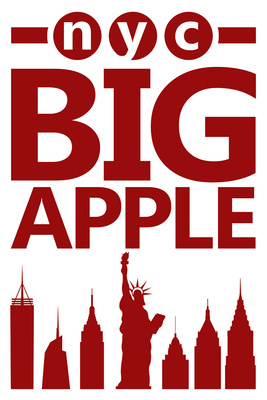 New York City, New York - Retro Skyline - Big Apple Silhouette ...