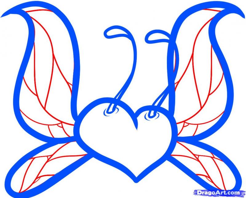 How to draw heart with wings of a butterfly step by step - ClipArt Best ...