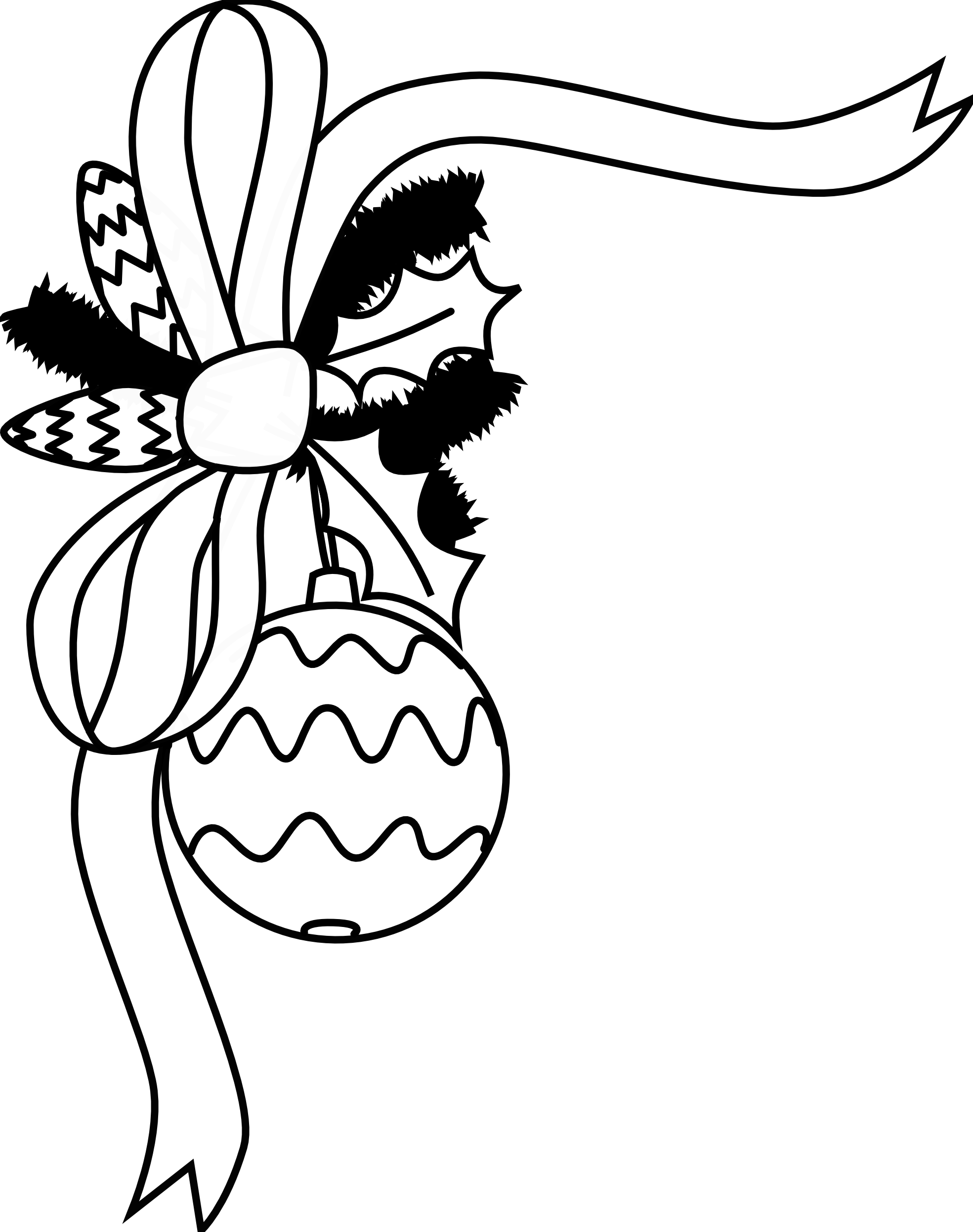Clip Art: Christmas Decoration Black White Line ... - ClipArt Best ...