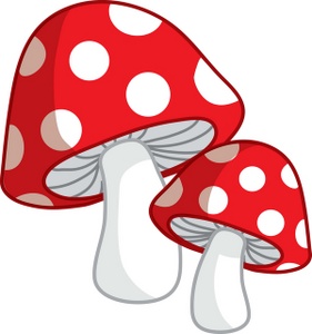 Toadstools Clipart Image - Two toadstools in a cartoon style drawing ...