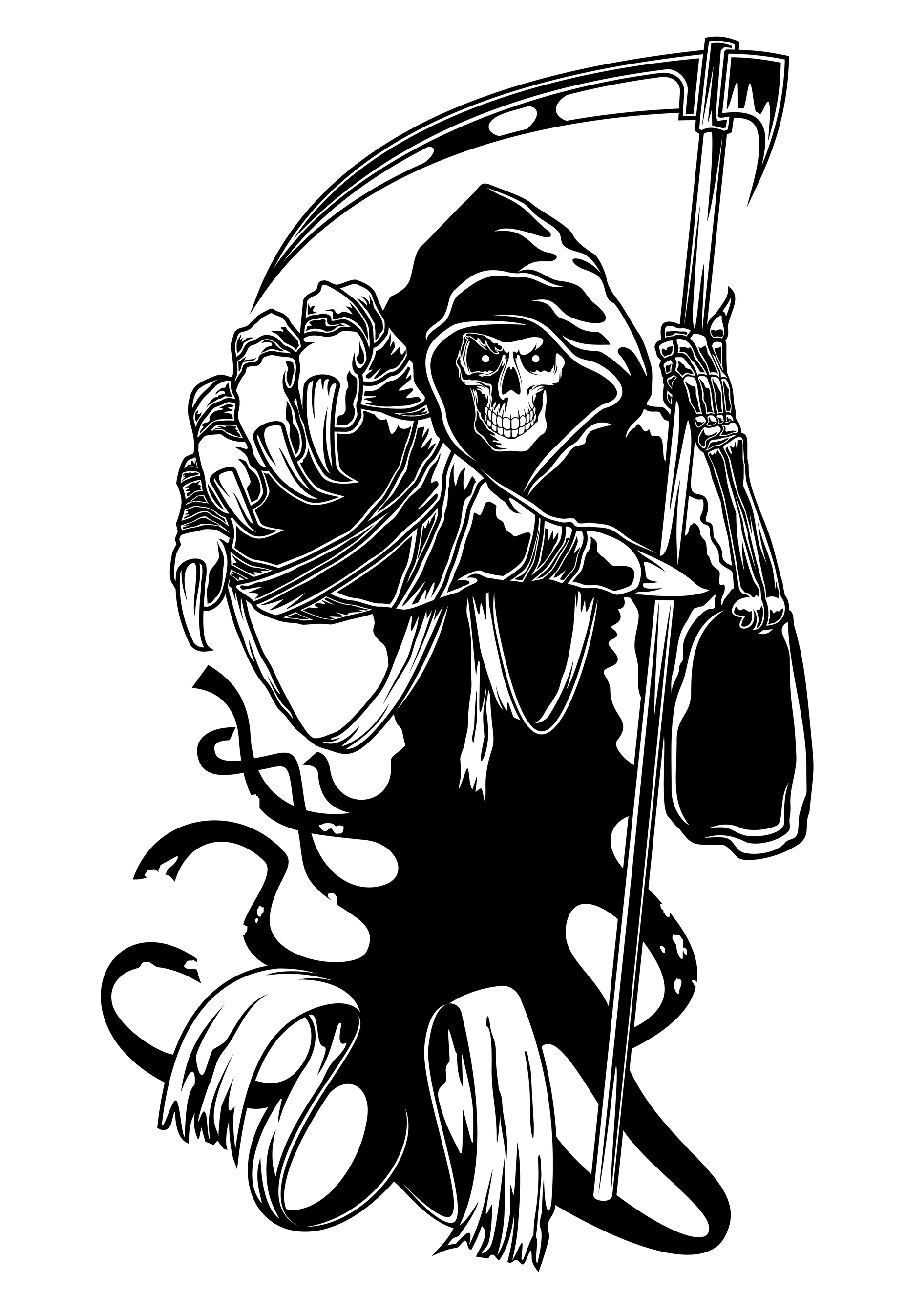 Black Ink Grim Reaper Tattoos Design For Men - ClipArt Best - ClipArt Best