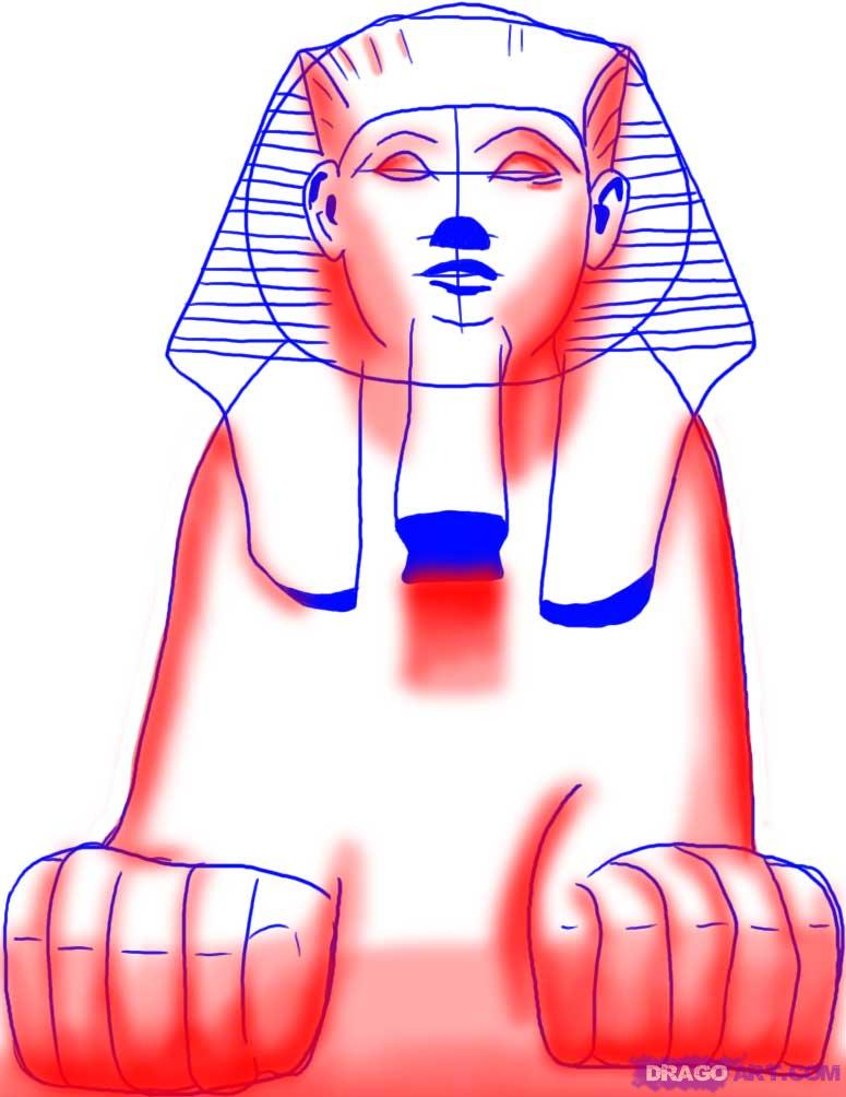 How to Draw an Egyptian Sphinx, Step by Step, Sphinx, Mythical ...