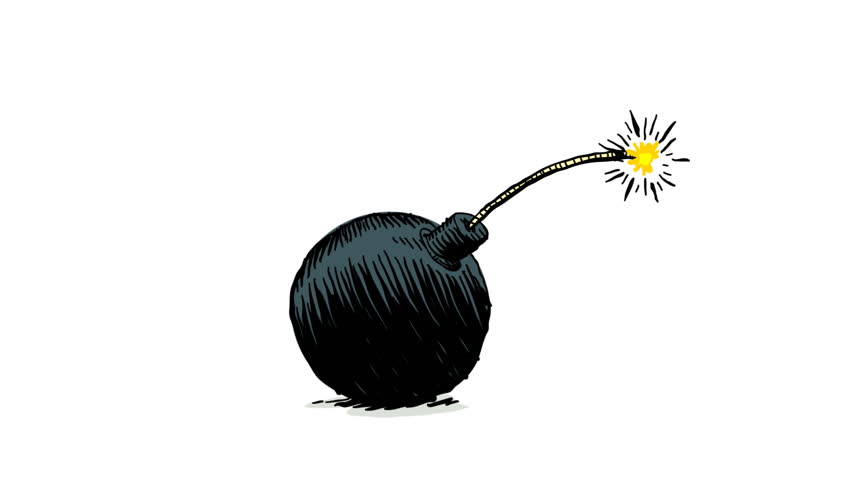 Fuse On A Cartoon Bomb Burns Down And Explodes. Stock Footage ...