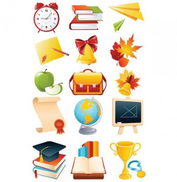 School icons education detailed set | Download free Vector - ClipArt ...
