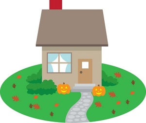 Jack O Lantern Clipart Image - House in the country with jack o ...