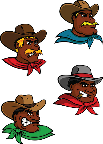 Cartoon Of Black And White Cowboy Clip Art, Vector Images ... - ClipArt ...