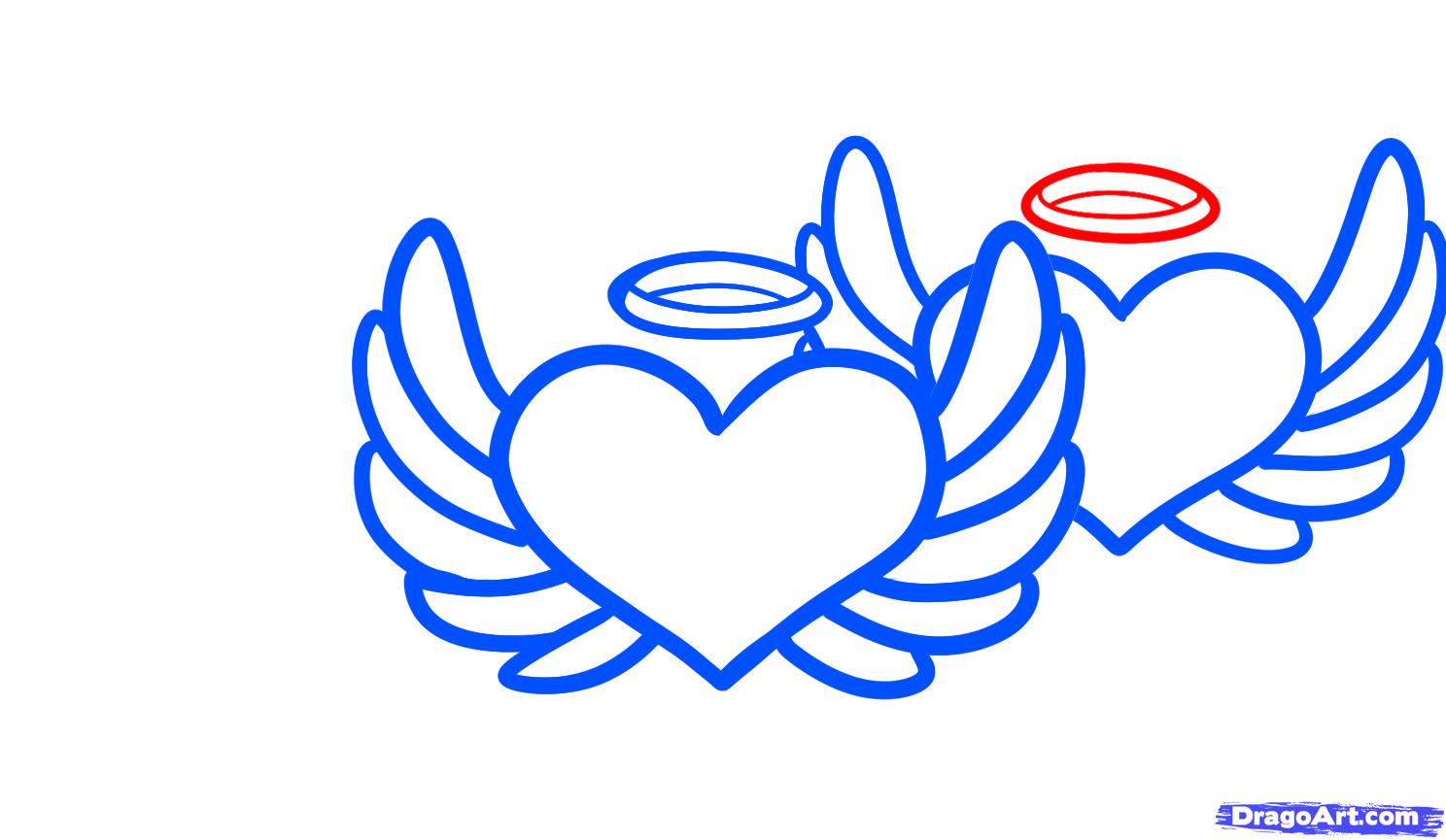 How to Draw Angel Hearts, Step by Step, Tattoos, Pop Culture, FREE ...