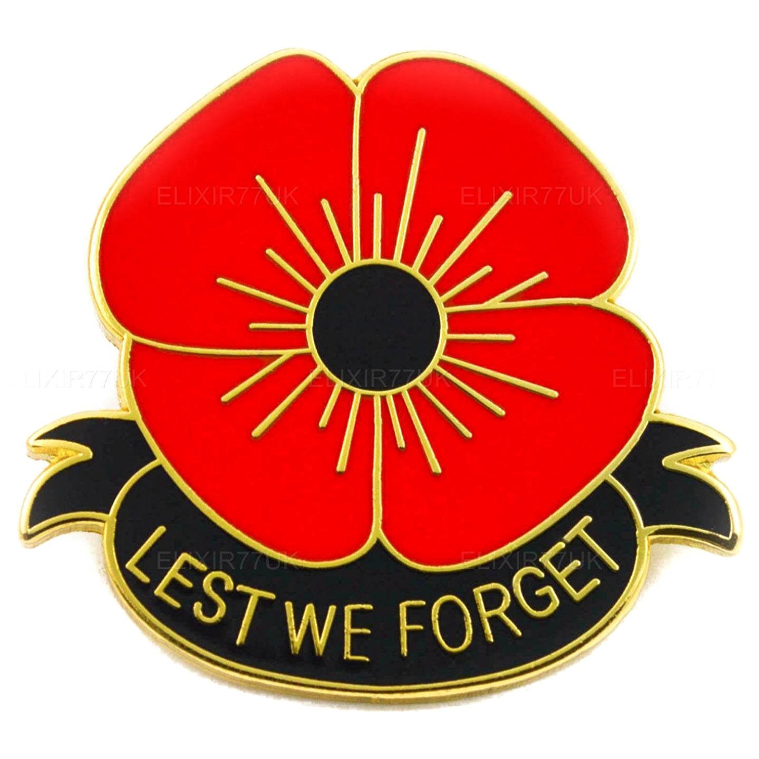 New WW1 Centenary Red and Gold Colour Poppy Flower Lapel Pin Badge ...