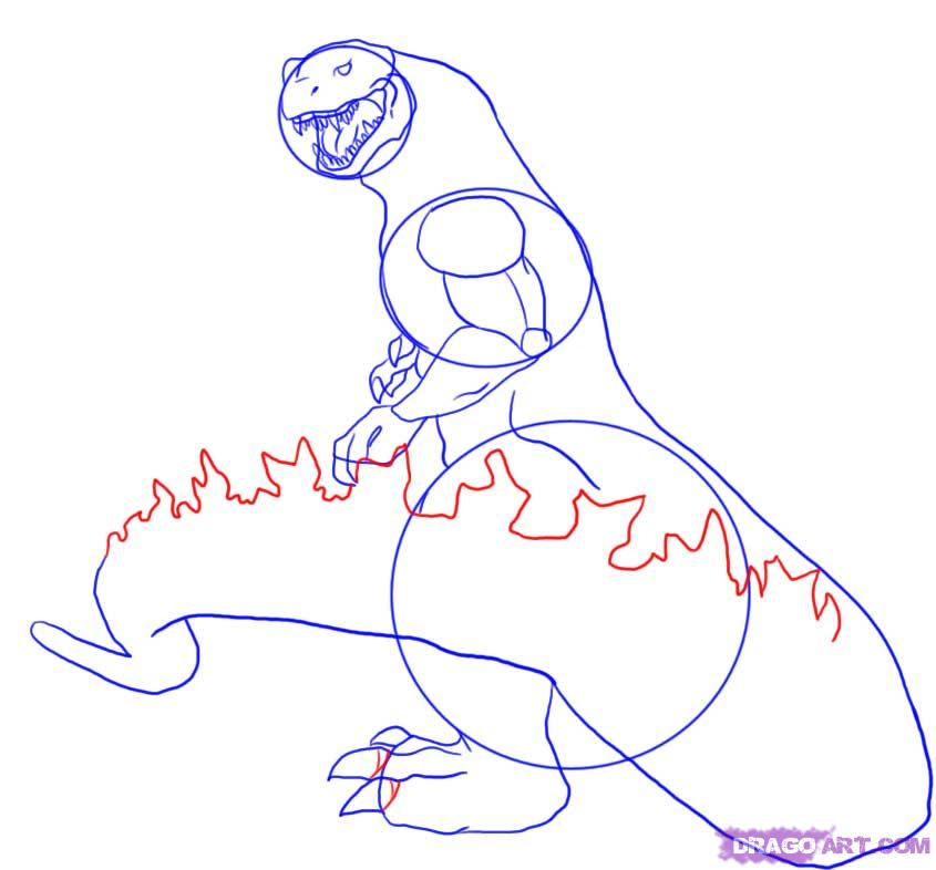 How to Draw Godzilla, Step by Step, Creatures, Sci-fi, FREE Online ...