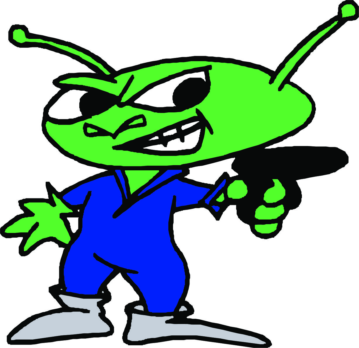 Cartoon Alien With Gun