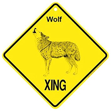 Amazon.com: Wolf Xing caution Crossing Sign wildlife Gift: Pet ...