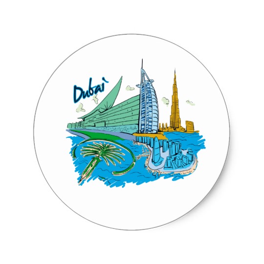 dubai city graphic travel design.png classic round sticker | Zazzle ...